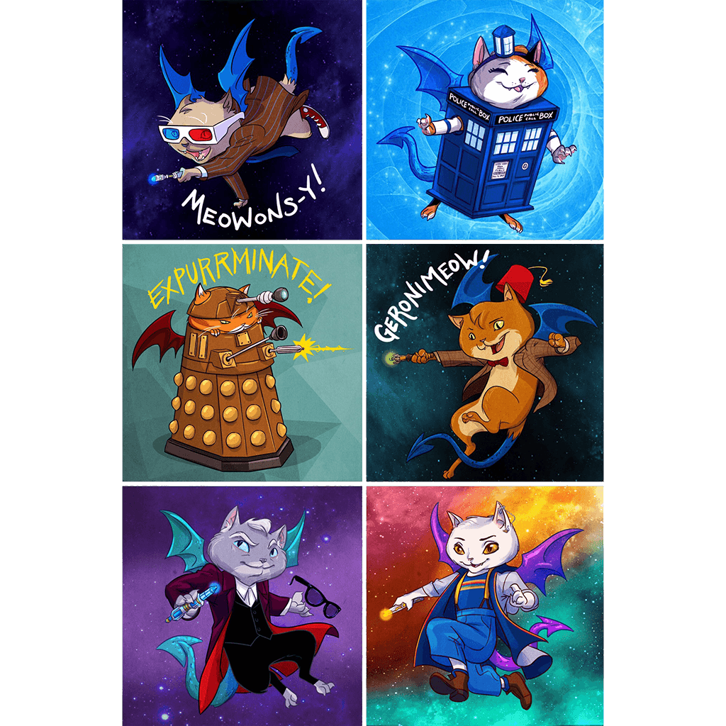 "Doctor MEW" Dragon Kitties 6-Print Set – HexComix
